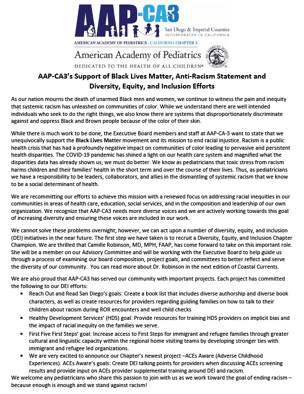 Anti-Racism Efforts Statement – American Academy of Pediatrics ...