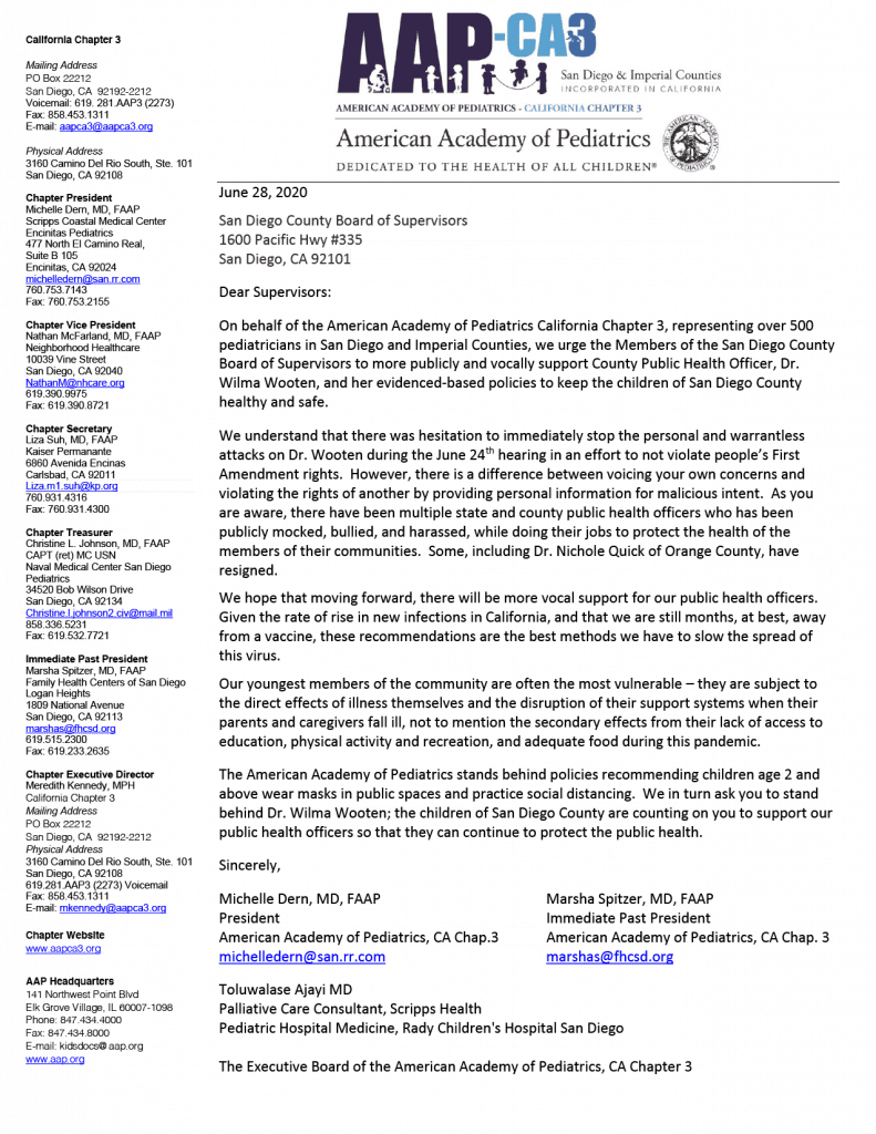 AAP-CA3 Supports San Diego Public Health Officer Dr. Wilma Wooten | American Academy of ...