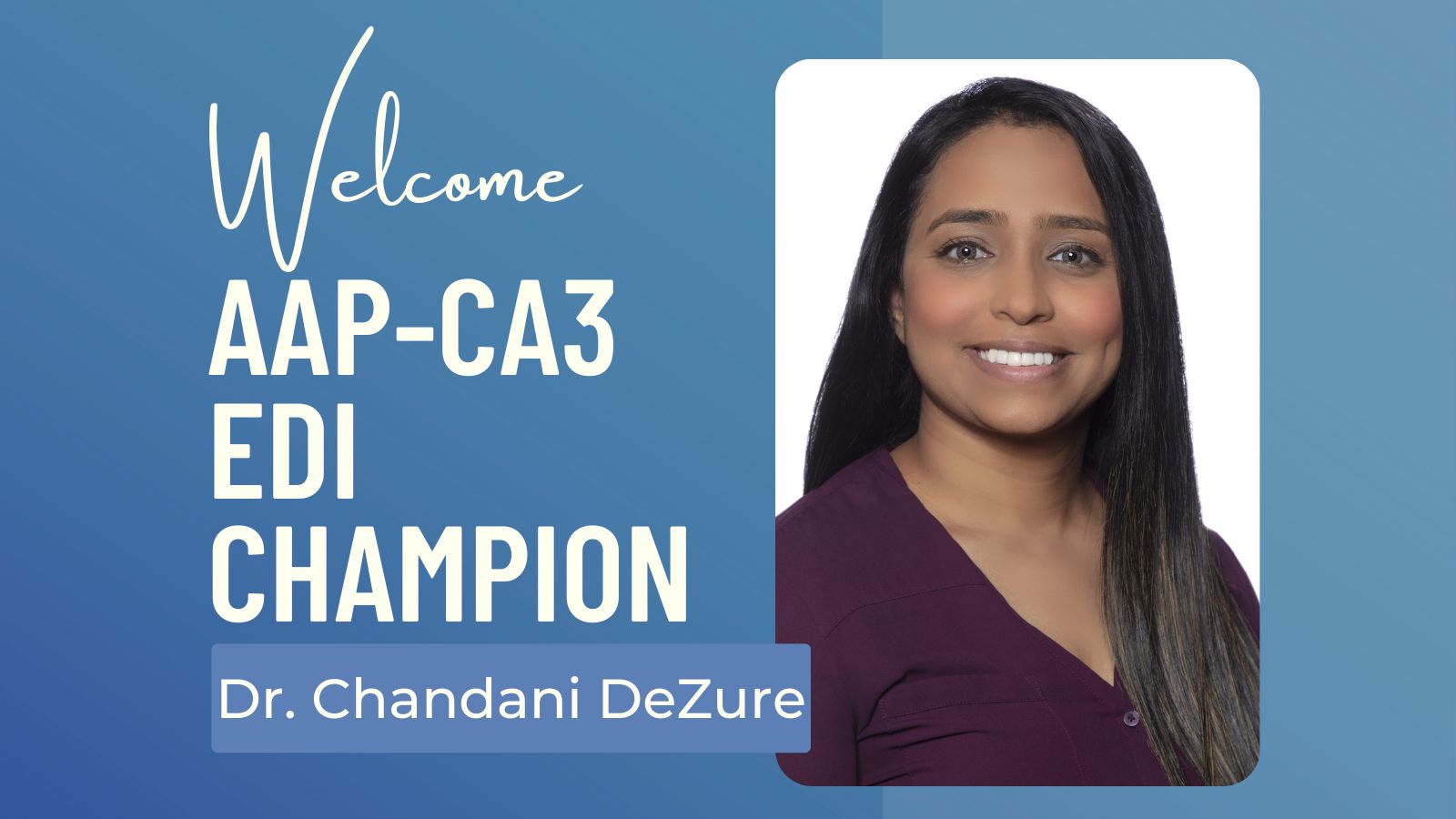 AAP-CA3 Welcomes New Equity, Diversity, & Inclusion Champion, Dr. Chandani DeZure – American ...